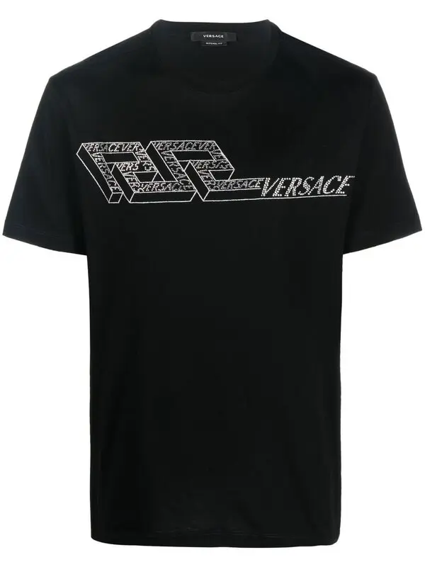 Versace Crystal Logo-embellished T-shirt