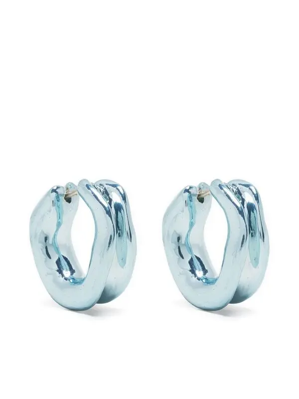 VANN JEWELRY U Hoop Earrings - Blue