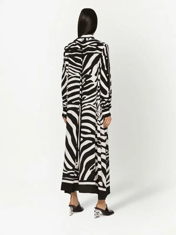 Dolce & Gabbana Zebra-print Crepe-de-chine Caftan - Black
