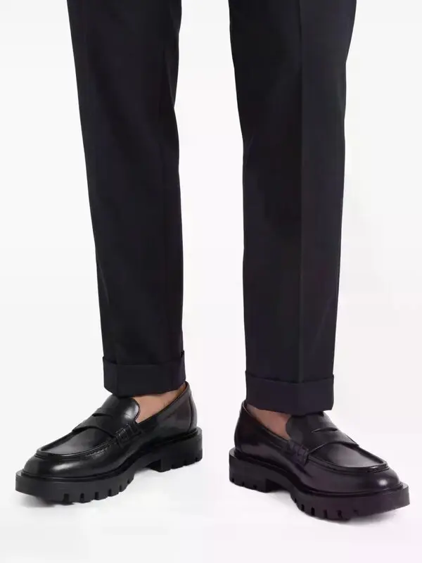 Santoni Ridged-rubber Sole Loafers - Black