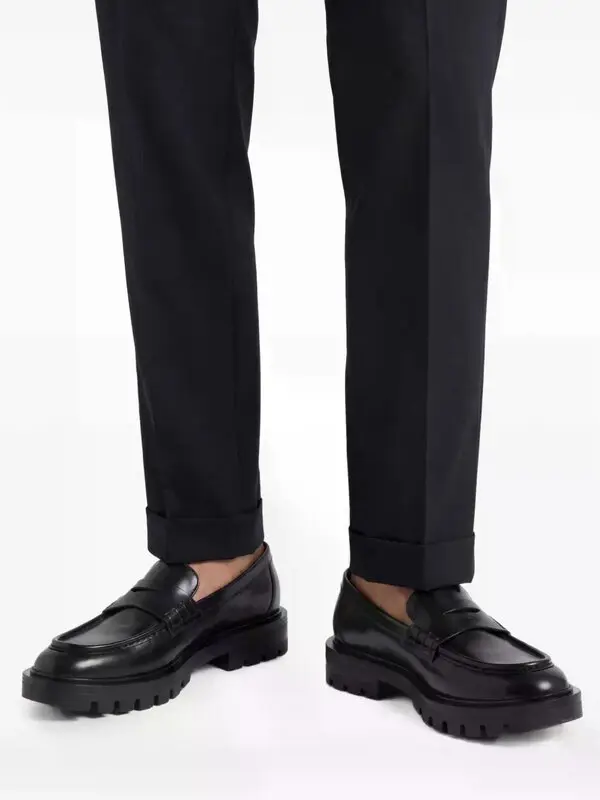 Santoni Ridged-rubber Sole Loafers - Black