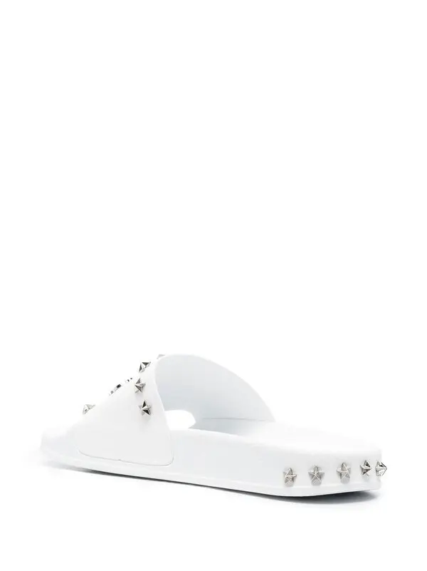 Philipp Plein Gothic Plein Studded Slides - White