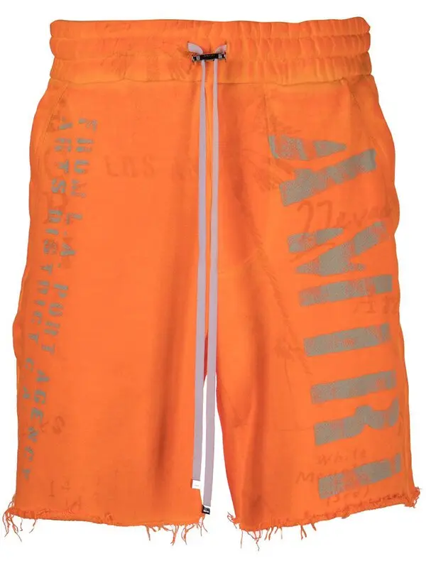 Amiri Logo Print Cotton Track Shorts