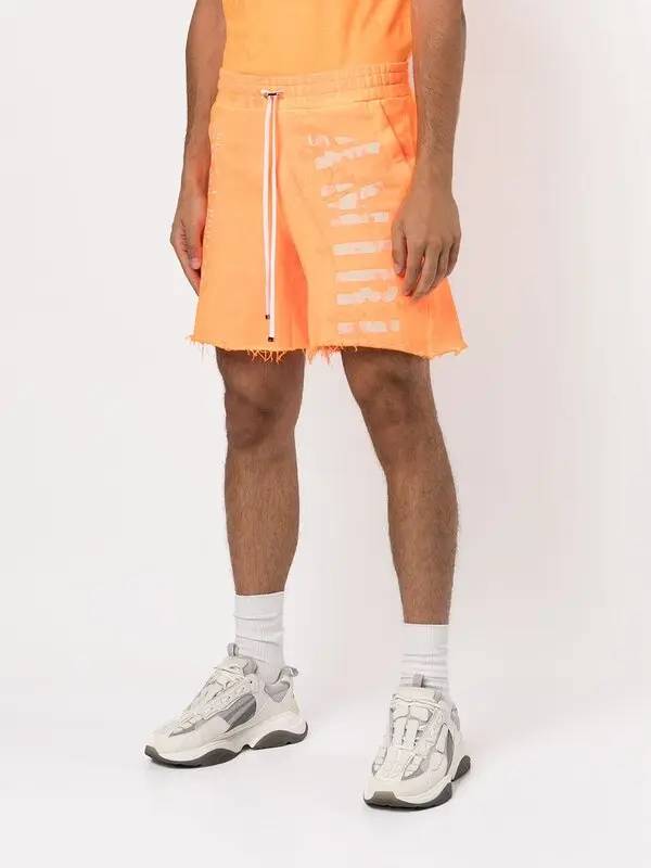 Amiri Logo Print Cotton Track Shorts