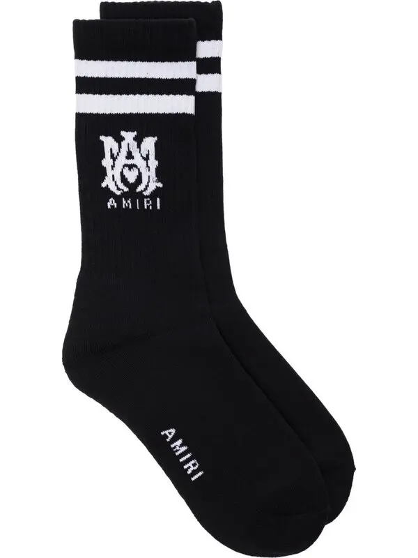 Amiri Monogram Motif Crew Socks - Black