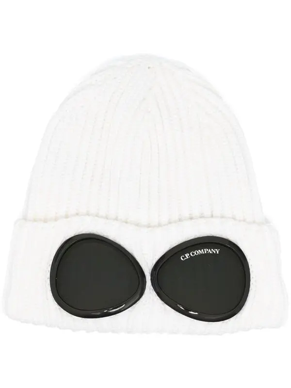 C.P. COMPANY Lens-detail Wool Beanie - White