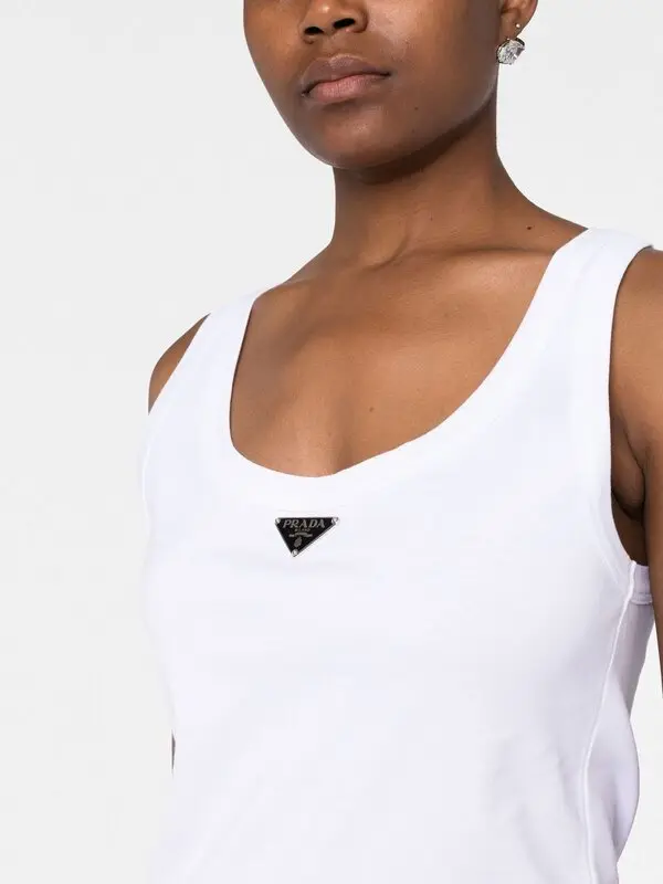 Prada Ribbed-knit Tank Top - White