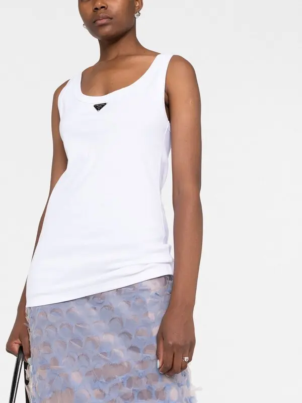 Prada Ribbed-knit Tank Top - White