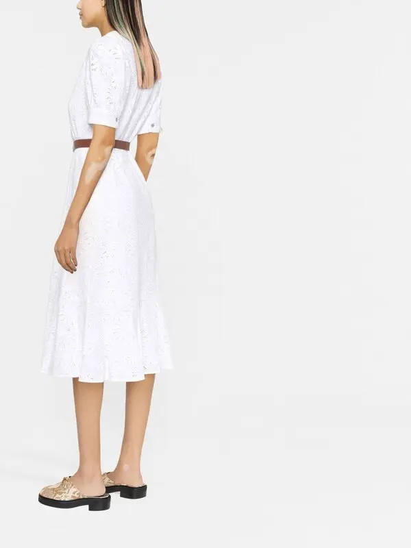 palm eyelet cotton midi dress Paradisa Stella White Palm Lace Cotton Midi Dress