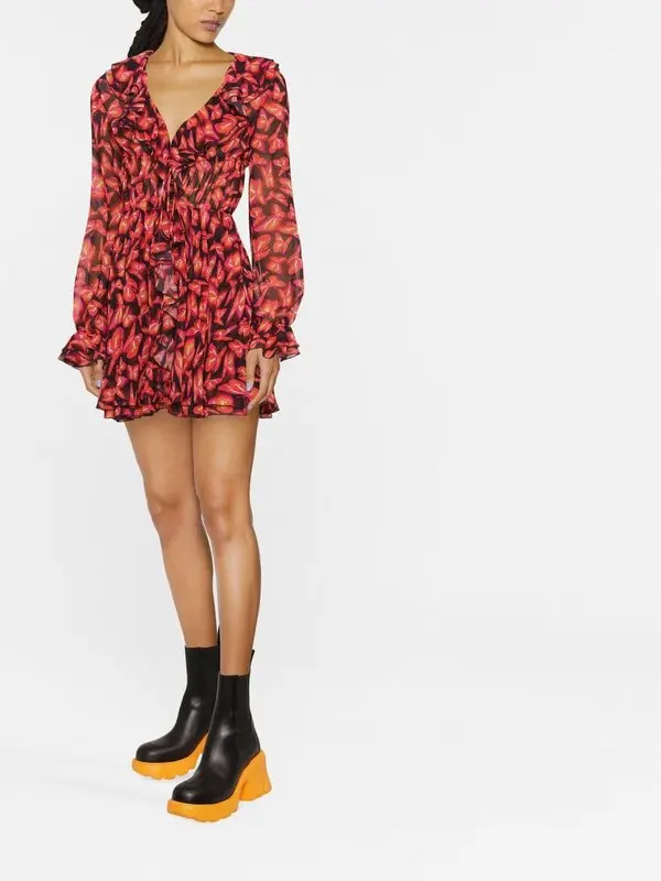 MSGM Butterfly Print Mini Dress - Pink