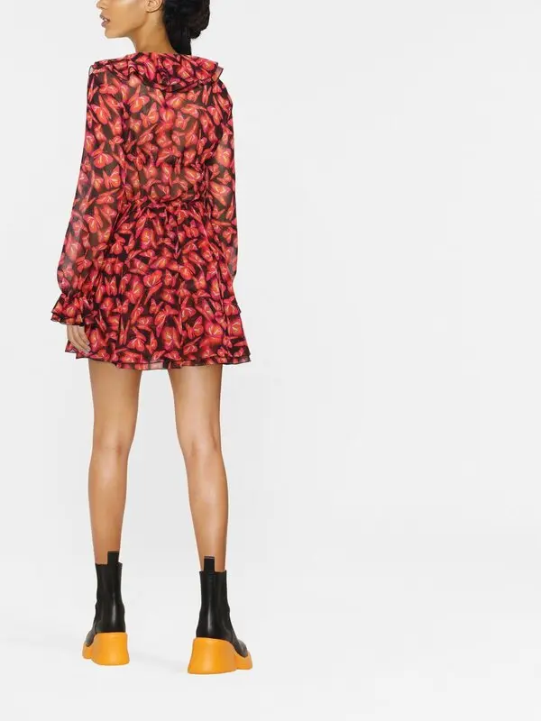 MSGM Butterfly Print Mini Dress - Pink