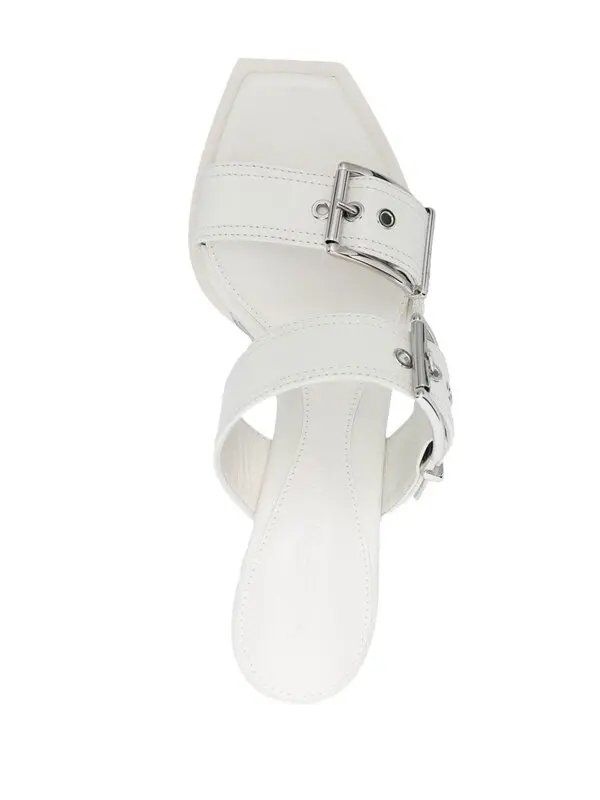 Alexander McQueen Buckled Leather Sandals - White