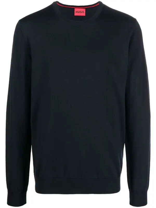BOSS Virgin Wool Crew-neck Jumper - Blue