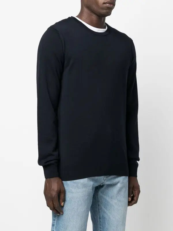 BOSS Virgin Wool Crew-neck Jumper - Blue