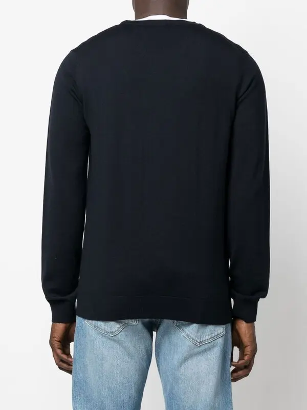 BOSS Virgin Wool Crew-neck Jumper - Blue