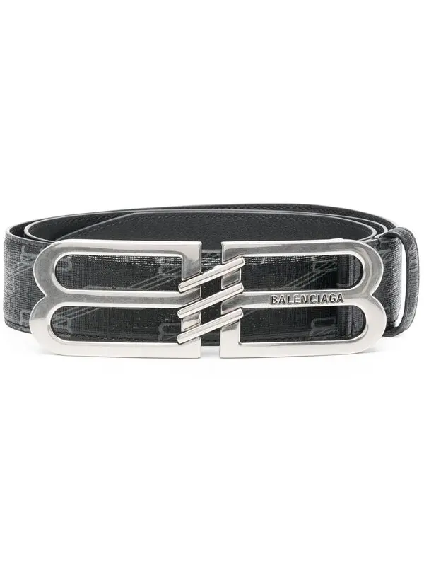 Balenciaga Bb Signature Belt Bb Monogram Coated Canvas - Black