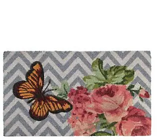 NORTHLIGHT Multicolor Rose Butterfly Door Mat - One-color