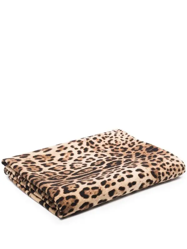 Dolce & Gabbana Leopard Print 140cm X 180cm Blanket - Brown