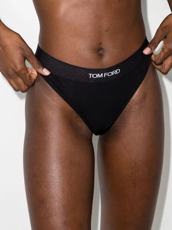 TOM FORD Logo-waistband Thong - Black