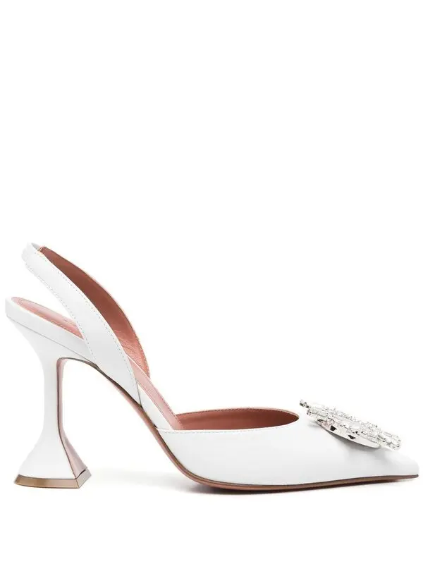 Amina Muaddi 95mm Begum Pumps - White