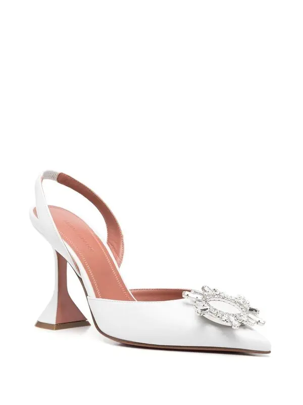 Amina Muaddi 95mm Begum Pumps - White