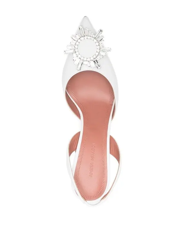 Amina Muaddi 95mm Begum Pumps - White