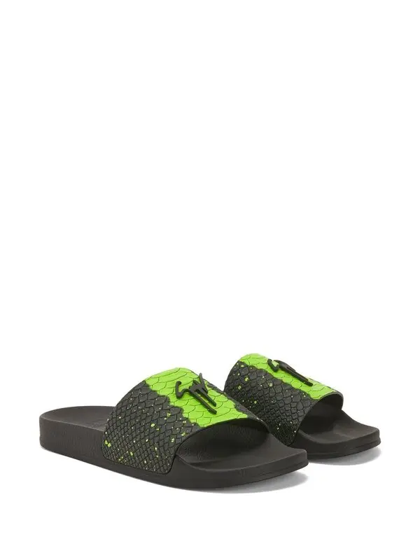 GIUSEPPE ZANOTTI Snakeskin-effect Slides - Black