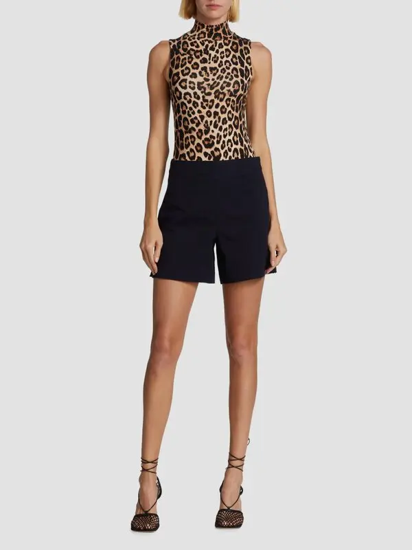 Spanx Polished Stretch-cotton Shorts - Navy