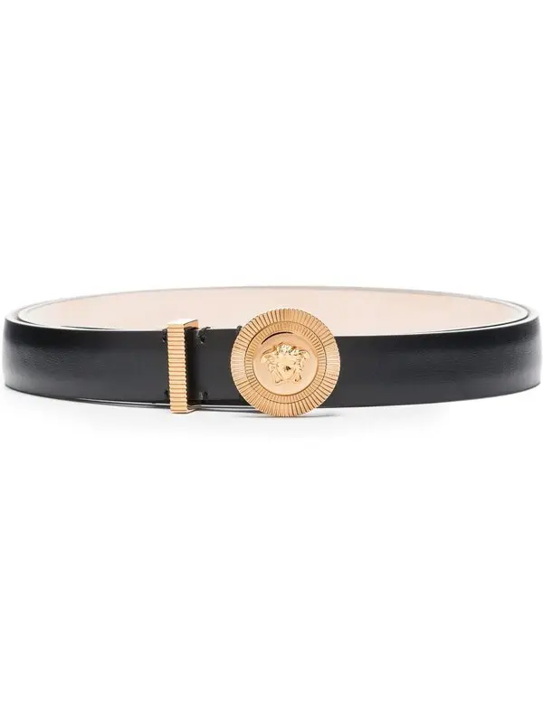 Versace Medusa Biggie Leather Belt - Black