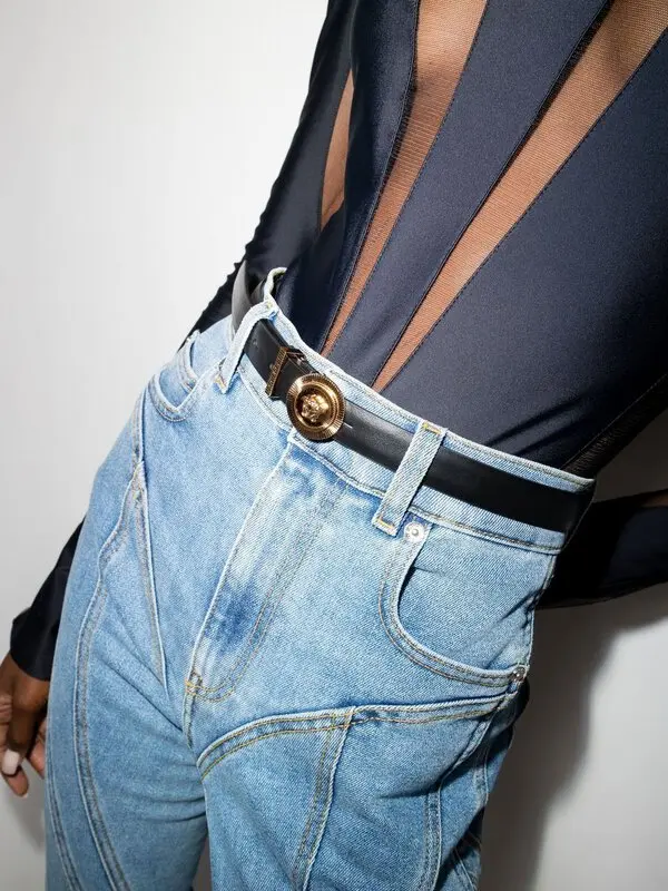 Versace Medusa Biggie Leather Belt - Black