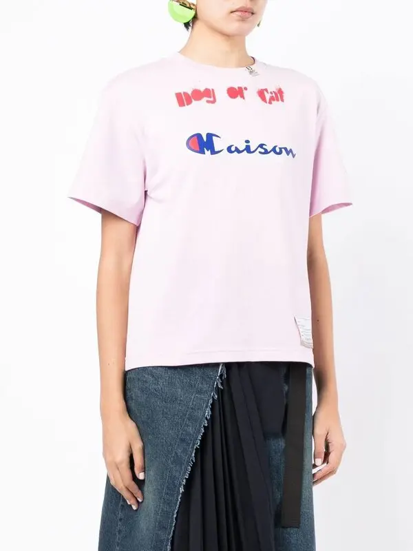 Maison Mihara Yasuhiro ピンク Tシャツ 46 Maison MIHARA YASUHIRO - ディストレストTシャツ - Distressed T