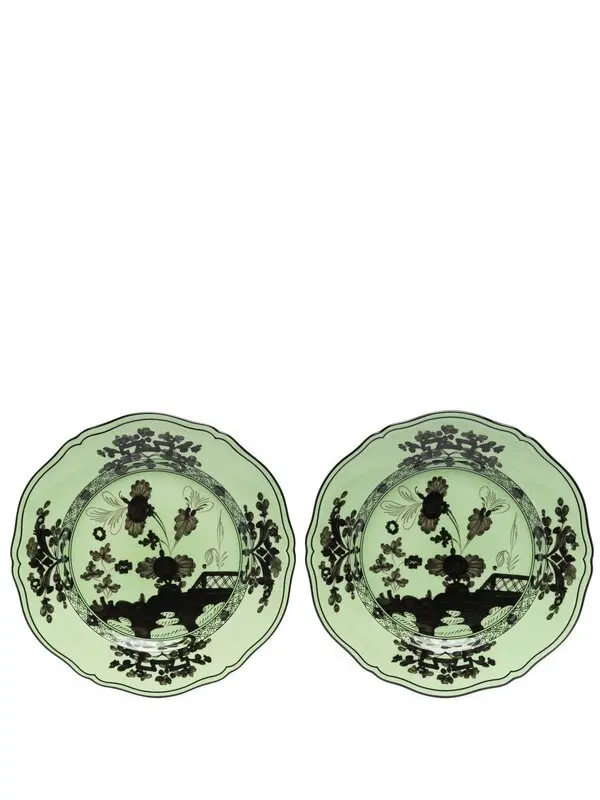 GINORI 1735 Oriente Italiano Bario Plate Set - Green