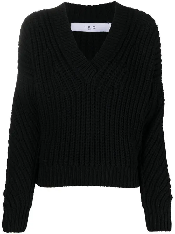 IRO PARIS Chunky-knit V-neck Jumper - Black