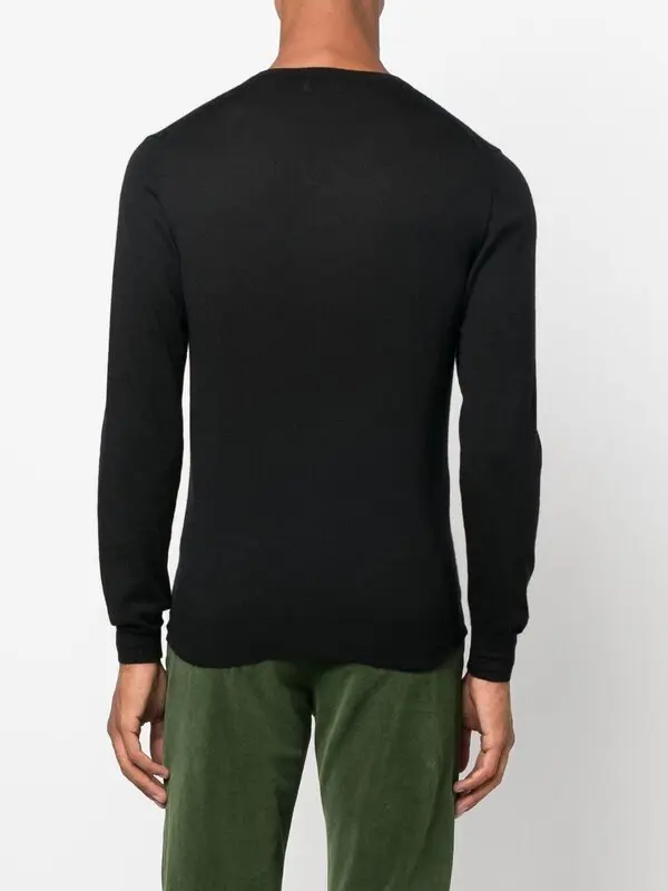 Fedeli V-neck Long-sleeve Jumper - Black