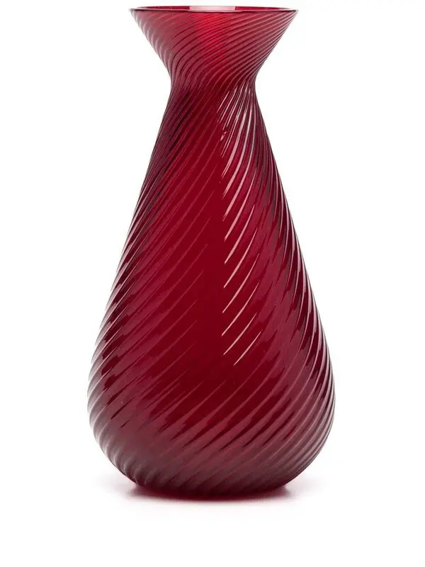 VENINI Gemme Rigadin Vase - Red