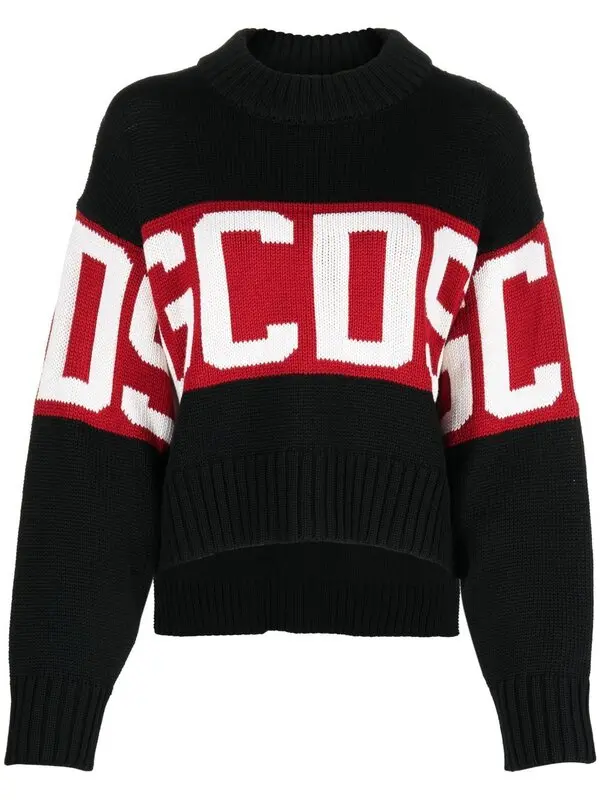 Gcds Intarsia-knit Wool-blend Jumper - Black