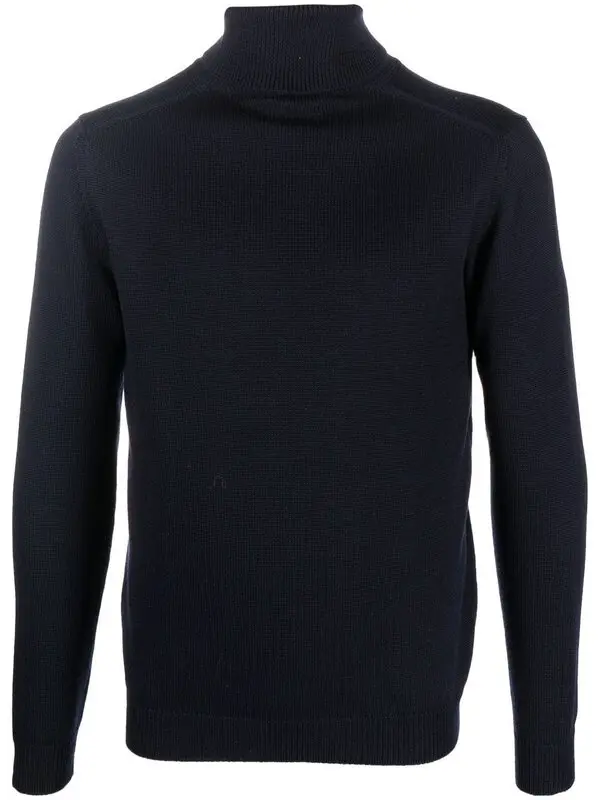 ROBERTO COLLINA Ribbed Hem Roll-neck Jumper - Blue