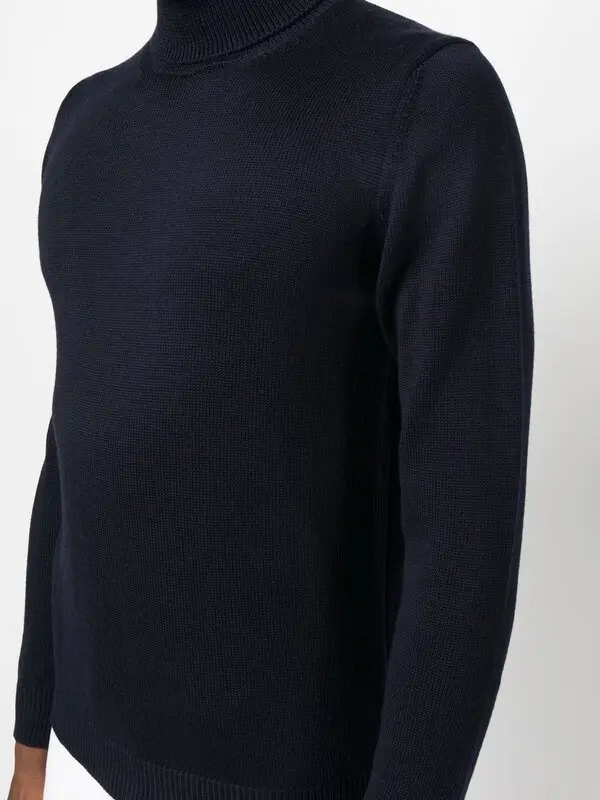 ROBERTO COLLINA Ribbed Hem Roll-neck Jumper - Blue