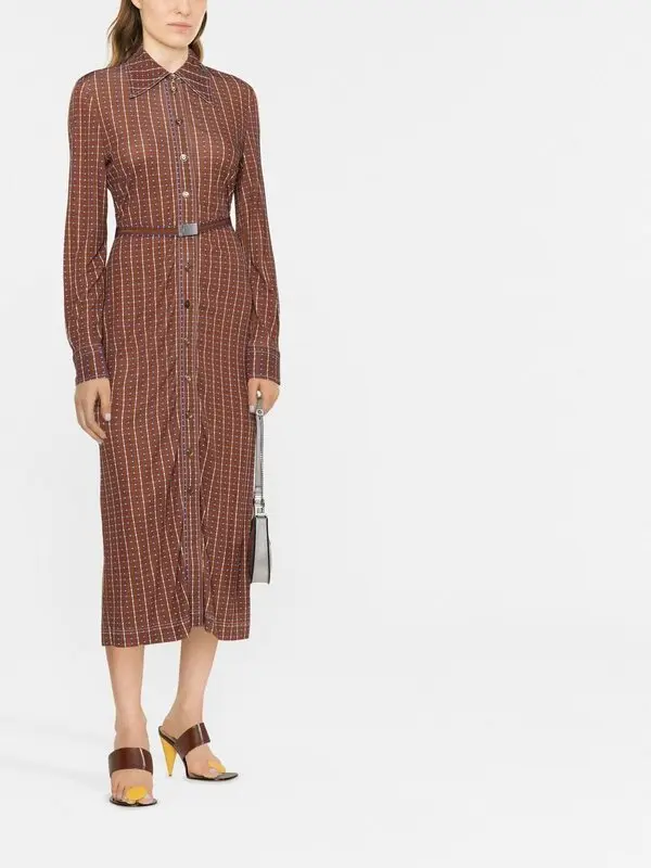Tory Burch Dotted Windowpane Midi Polo Dress