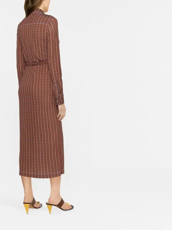 Tory Burch Dotted Windowpane Midi Polo Dress