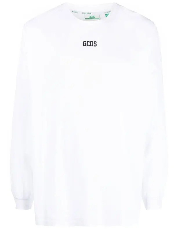 Gcds Logo-print Long-sleeved T-shirt - White