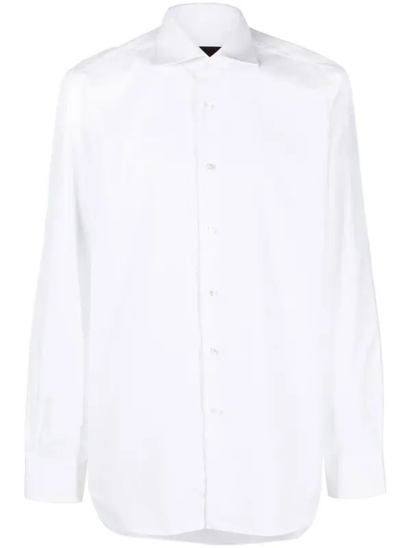 BARBA NAPOLI Cutaway-collar Cotton Shirt - White