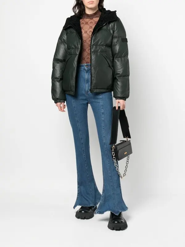 YVES SALOMON Shearling-trim Leather Down Jacket