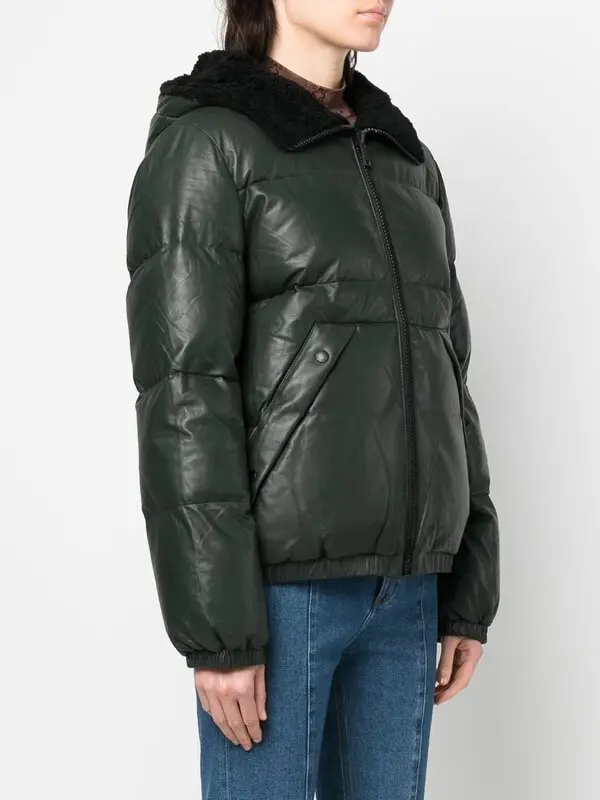 YVES SALOMON Shearling-trim Leather Down Jacket