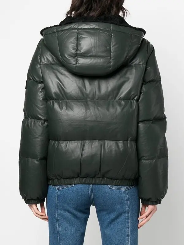 YVES SALOMON Shearling-trim Leather Down Jacket