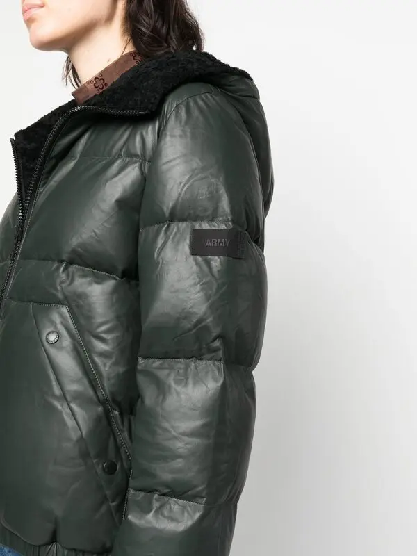 YVES SALOMON Shearling-trim Leather Down Jacket