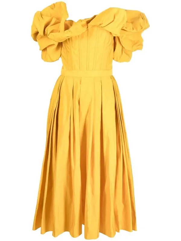 Alexander McQueen Ruffle-trim Pleated Midi Dress