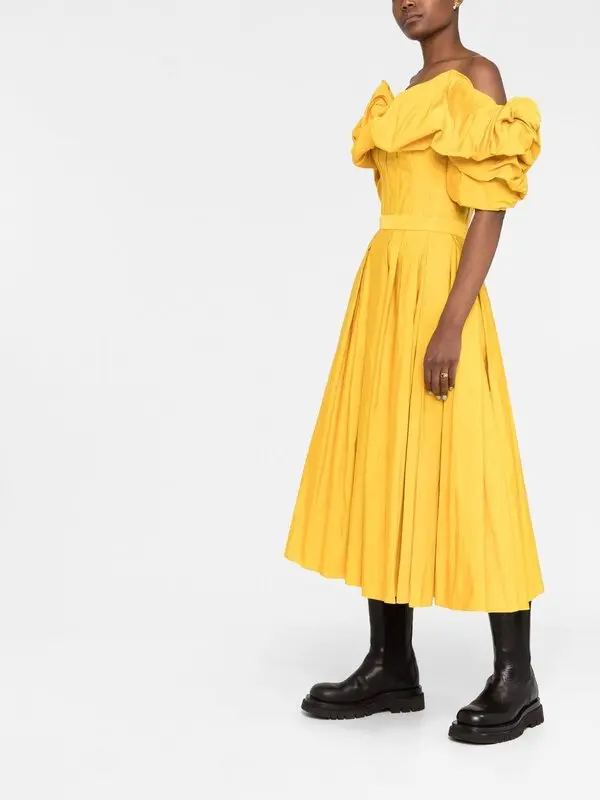 Alexander McQueen Ruffle-trim Pleated Midi Dress