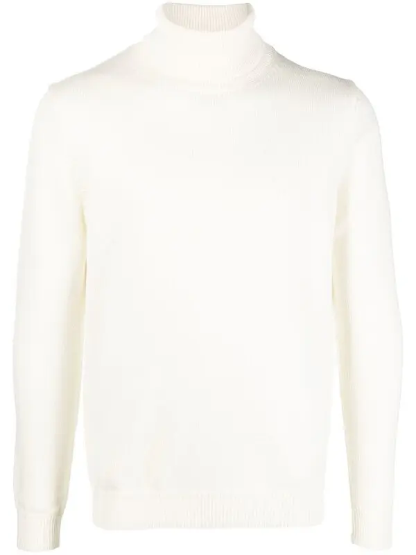 ROBERTO COLLINA Ribbed Hem Roll-neck Sweater - Neutrals