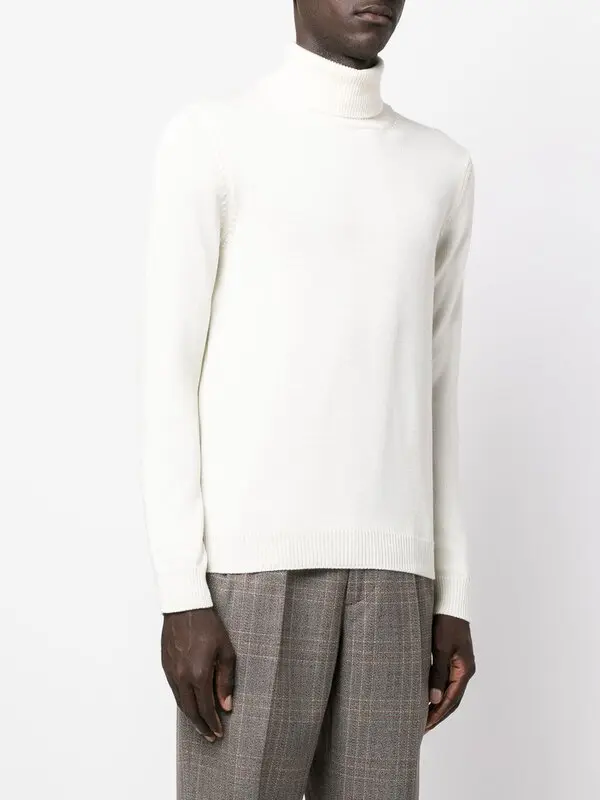 ROBERTO COLLINA Ribbed Hem Roll-neck Sweater - Neutrals